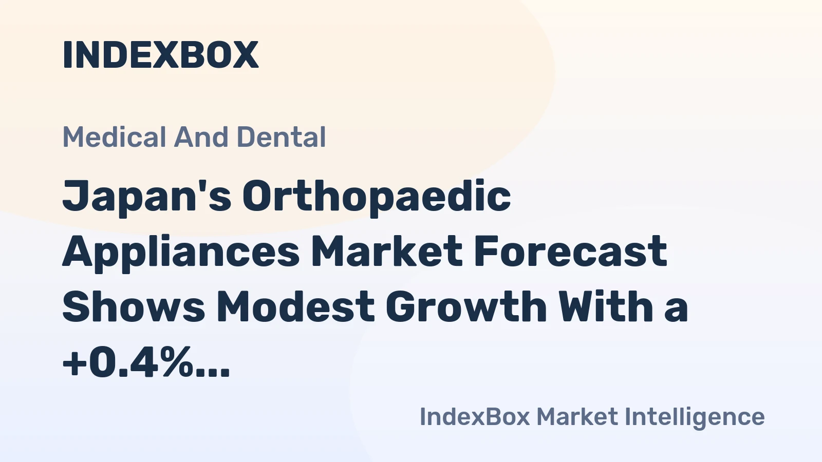 Japan's Orthopaedic Appliances Market Forecast Shows Modest Growth With a +0.4% Volume CAGR