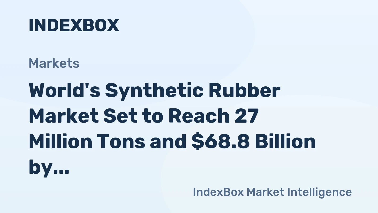 World's Synthetic Rubber Market Set to Reach 27 Million Tons and $68.8 Billion by 2035