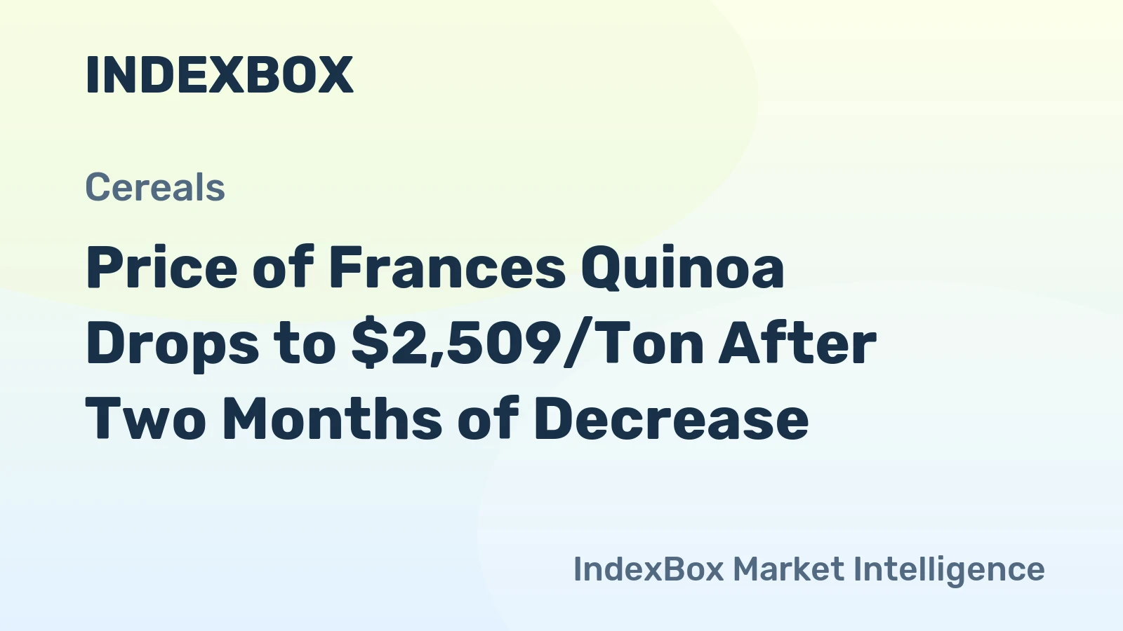Price of Frances Quinoa Drops to $2,509/Ton After Two Months of Decrease