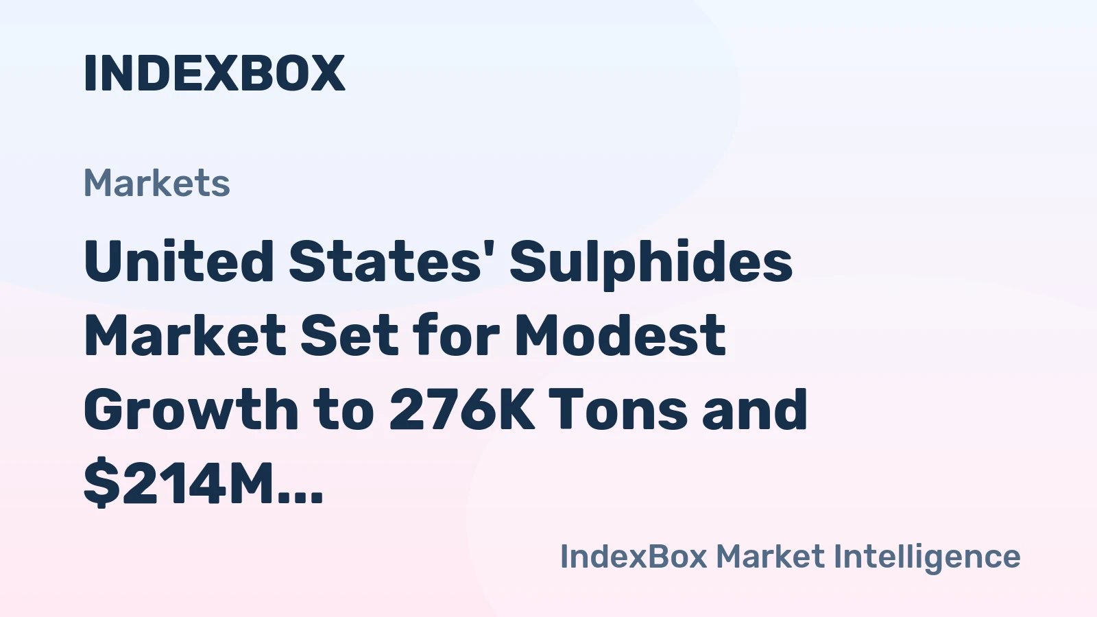 United States' Sulphides Market Set for Modest Growth to 276K Tons and $214M in Value