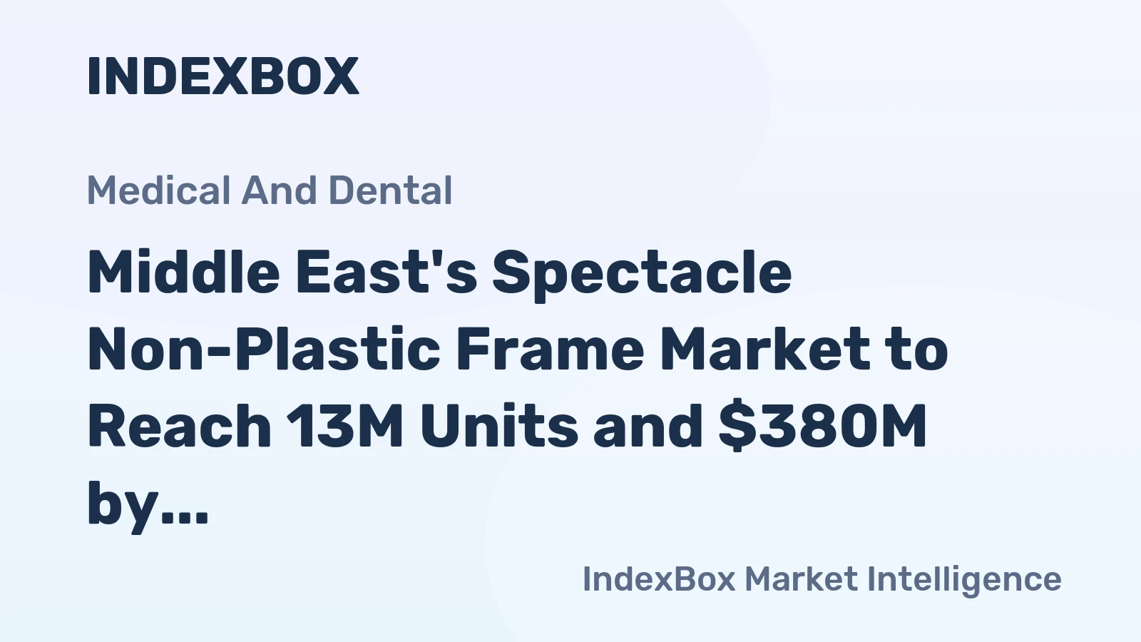 Middle East's Spectacle Non-Plastic Frame Market to Reach 13M Units and $380M by 2035