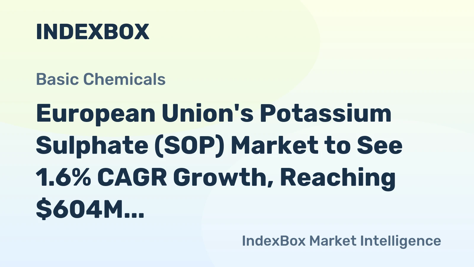 European Union's Potassium Sulphate (SOP) Market to See 1.6% CAGR Growth, Reaching $604M by 2035