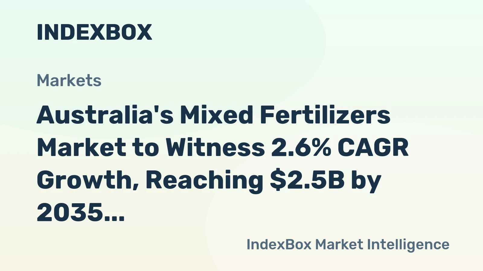 Australia's Mixed Fertilizers Market to Witness 2.6% CAGR Growth, Reaching $2.5B by 2035