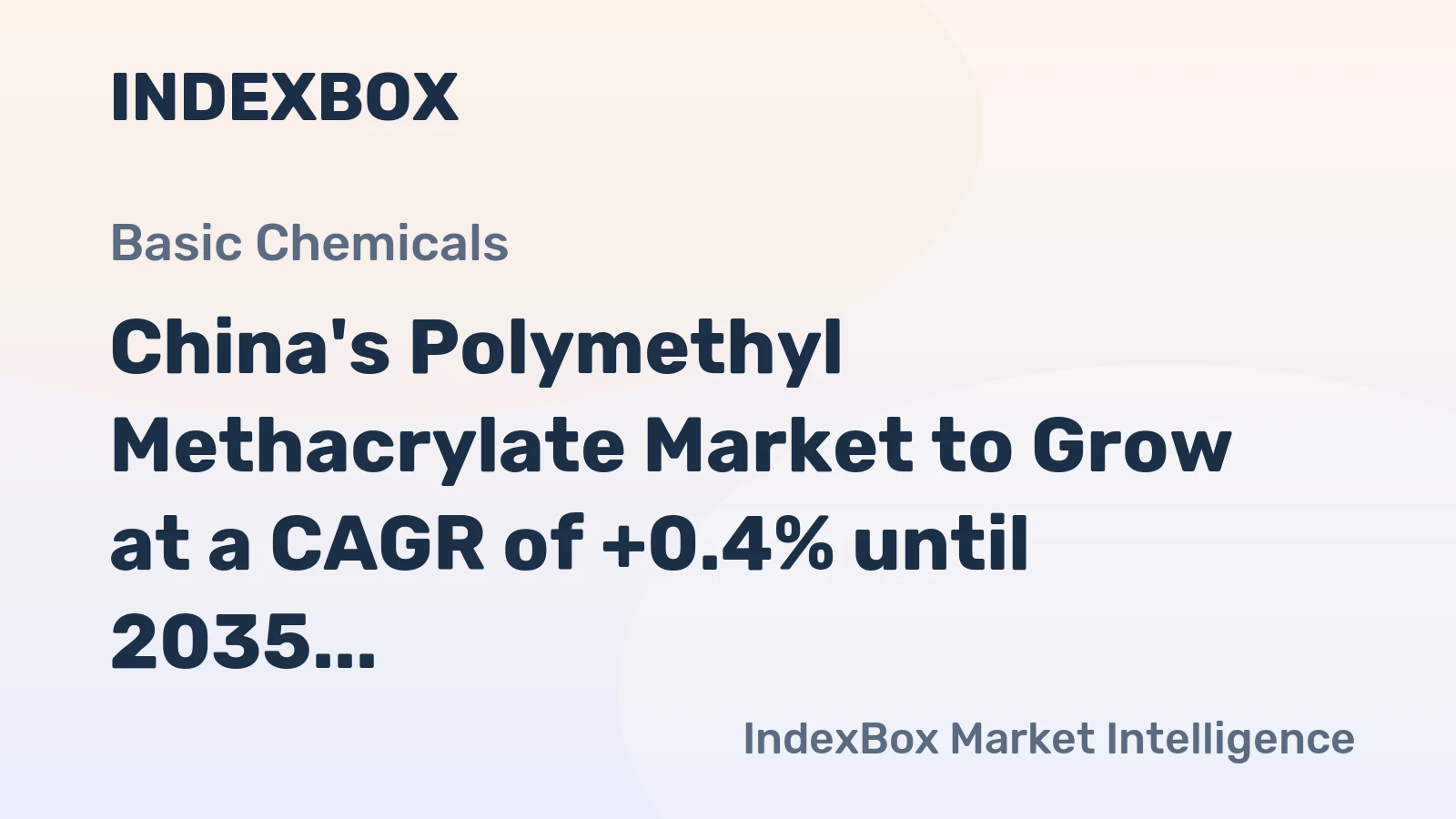 China's Polymethyl Methacrylate Market to Grow at a CAGR of +0.4% until 2035, Reaching $1.3B in Value