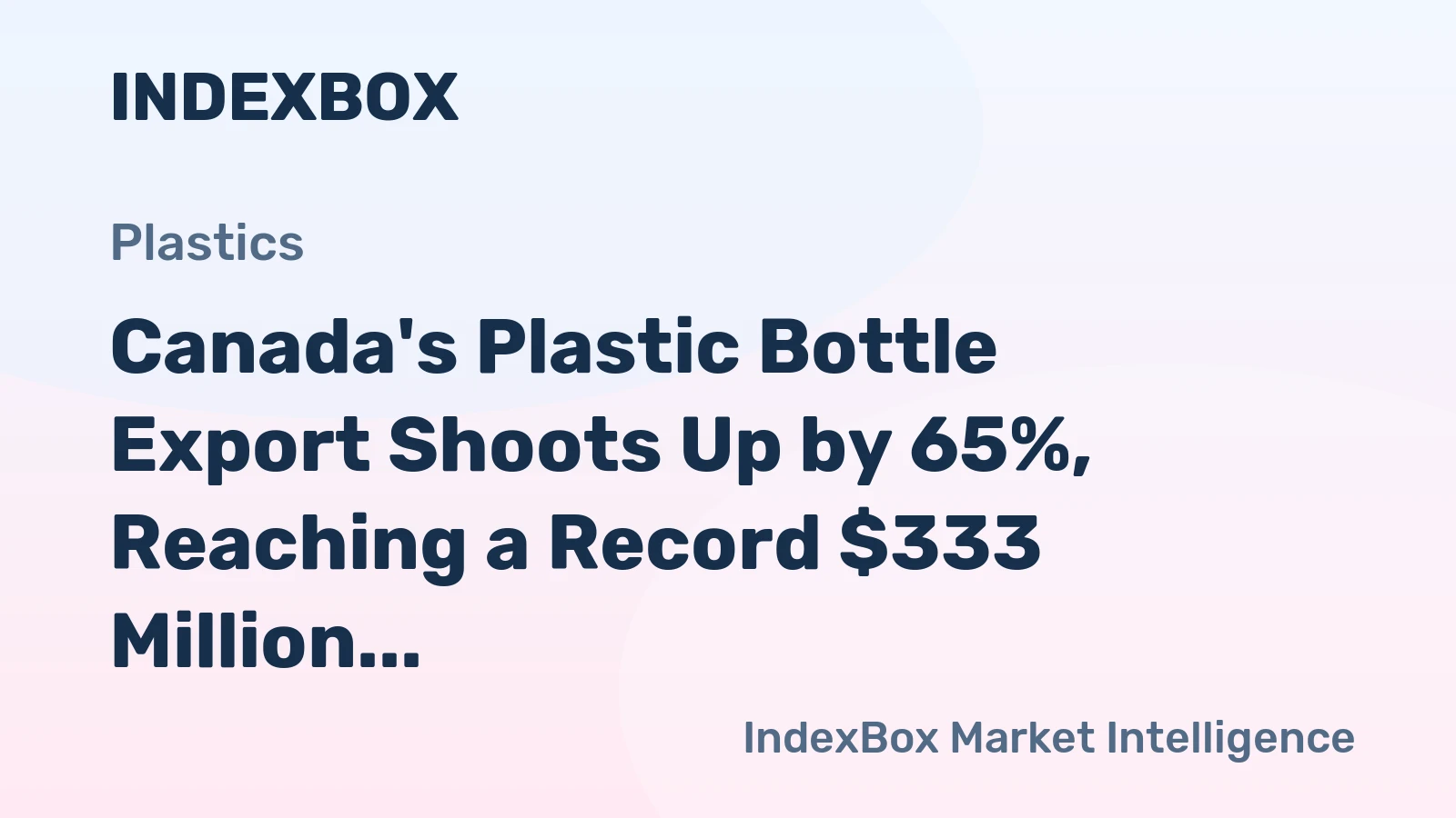 Canada's Plastic Bottle Export Shoots Up by 65%, Reaching a Record $333 Million in 2023
