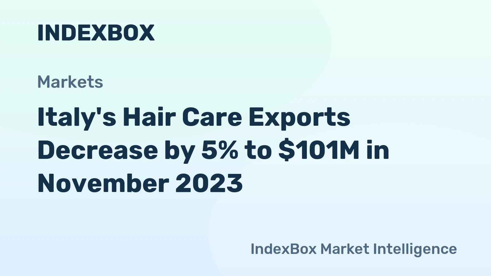 Italy's Hair Care Exports Decrease by 5% to $101M in November 2023