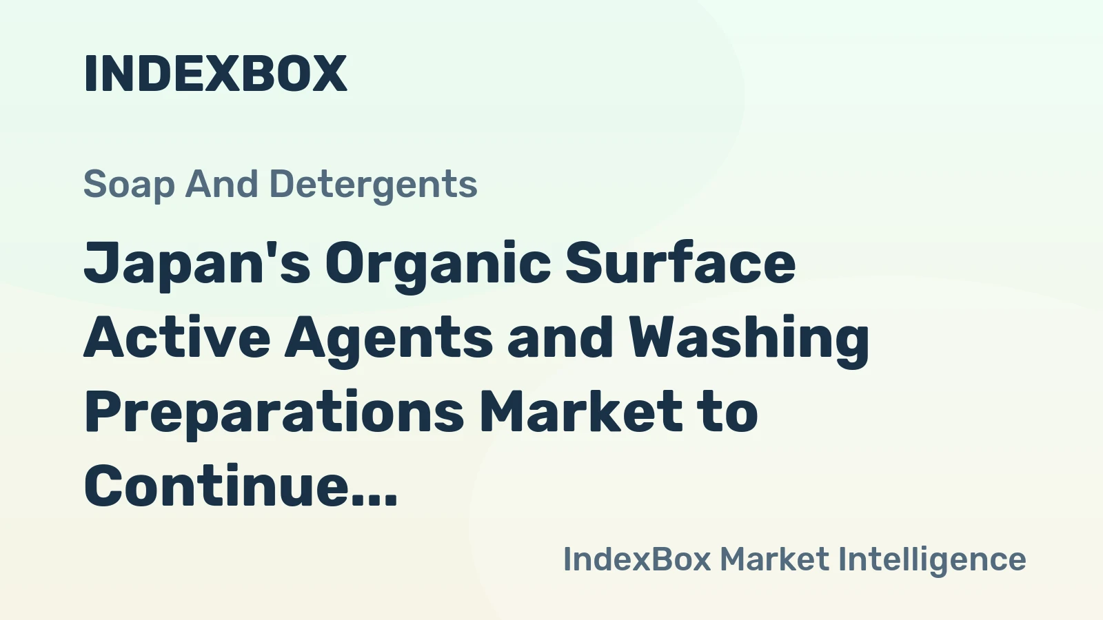 Japan's Organic Surface Active Agents and Washing Preparations Market to Continue Upward Consumption Trend with Expected CAGR of +2.3% from 2024 to 2035