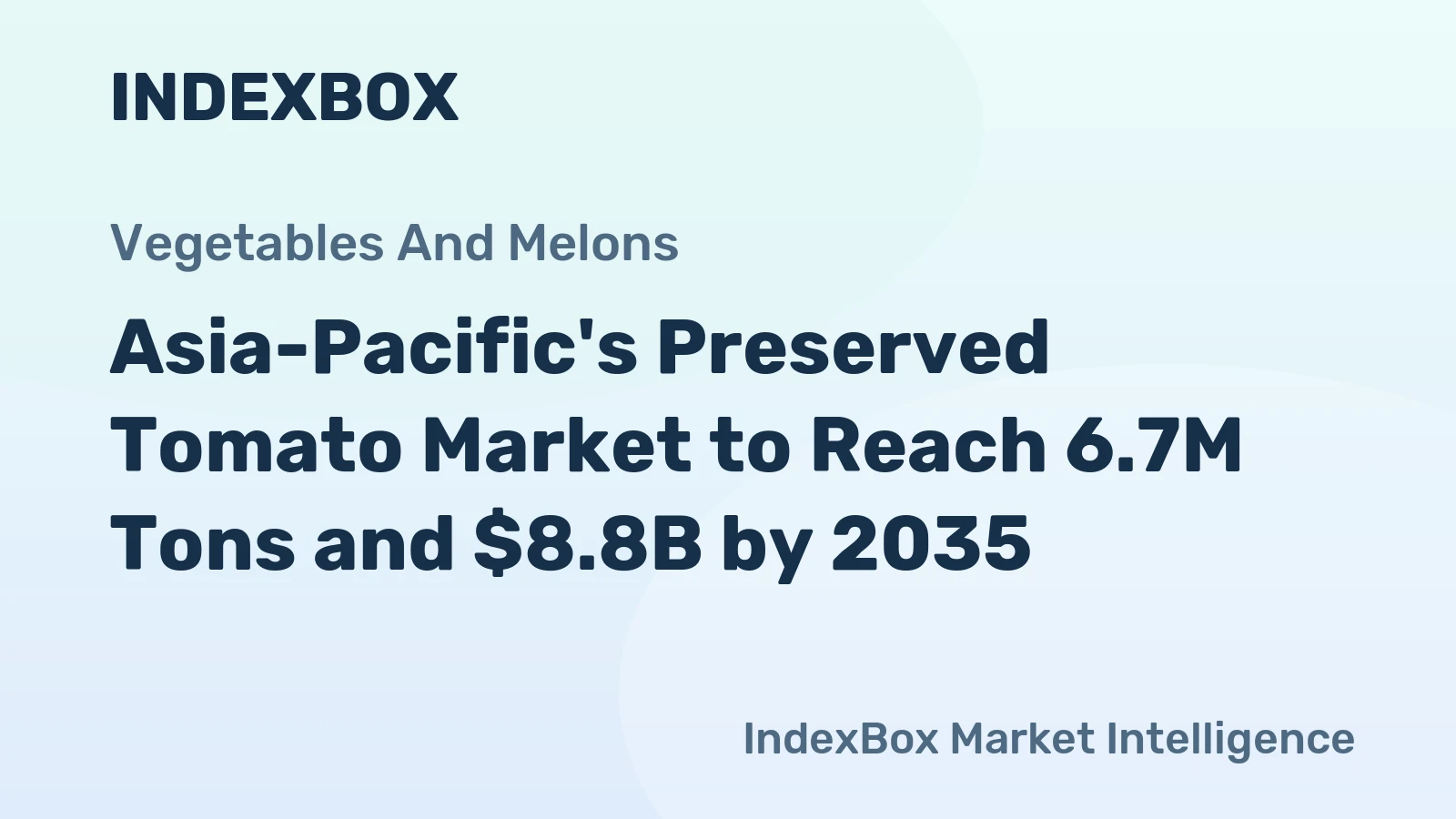 Asia-Pacific's Preserved Tomato Market to Reach 6.7M Tons and $8.8B by 2035