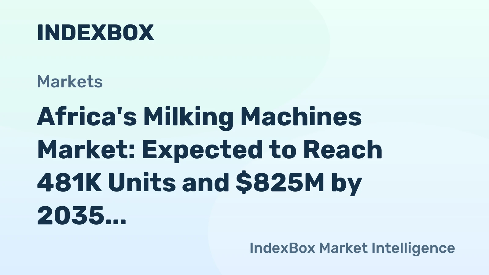Africa's Milking Machines Market: Expected to Reach 481K Units and $825M by 2035