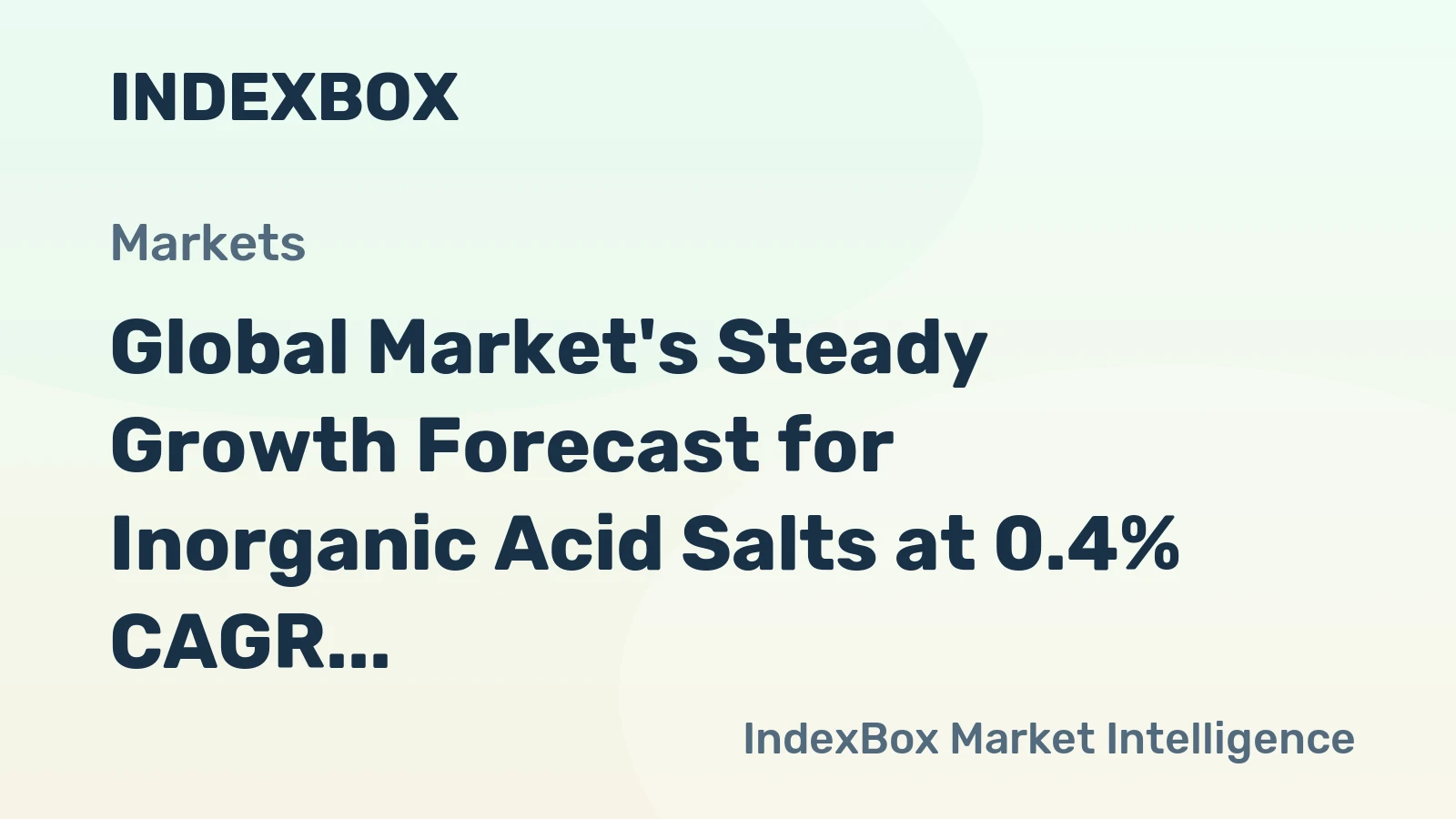 Global Market's Steady Growth Forecast for Inorganic Acid Salts at 0.4% CAGR