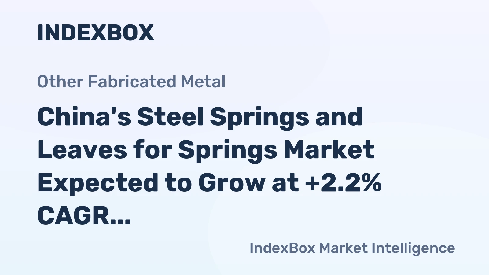 China's Steel Springs and Leaves for Springs Market Expected to Grow at +2.2% CAGR by 2035