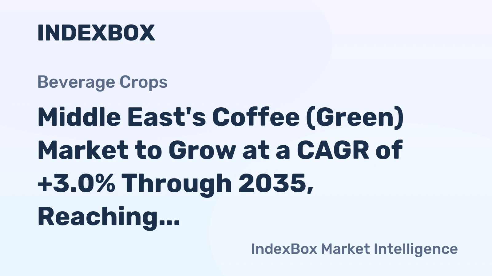 Middle East's Coffee (Green) Market to Grow at a CAGR of +3.0% Through 2035, Reaching 426K Tons