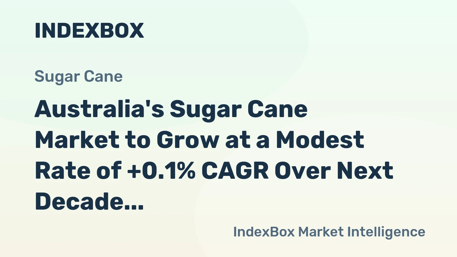 Australia's Sugar Cane Market to Grow at a Modest Rate of +0.1% CAGR Over Next Decade