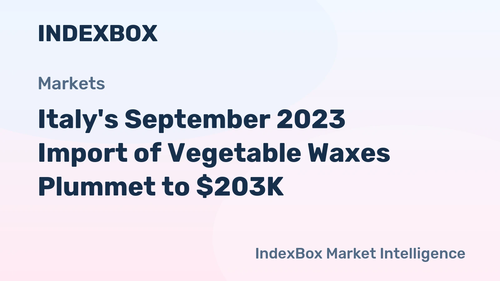 Italy's September 2023 Import of Vegetable Waxes Plummet to $203K