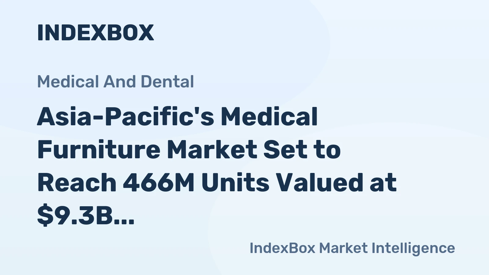 Asia-Pacific's Medical Furniture Market Set to Reach 466M Units Valued at $9.3B by 2035
