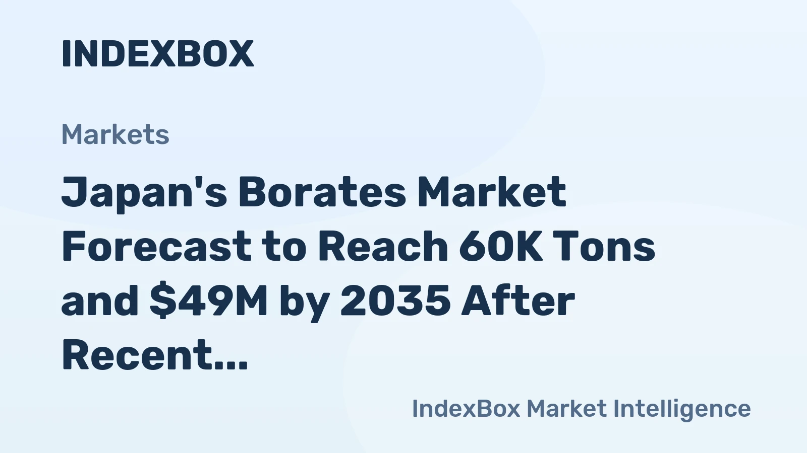 Japan's Borates Market Forecast to Reach 60K Tons and $49M by 2035 After Recent Contraction