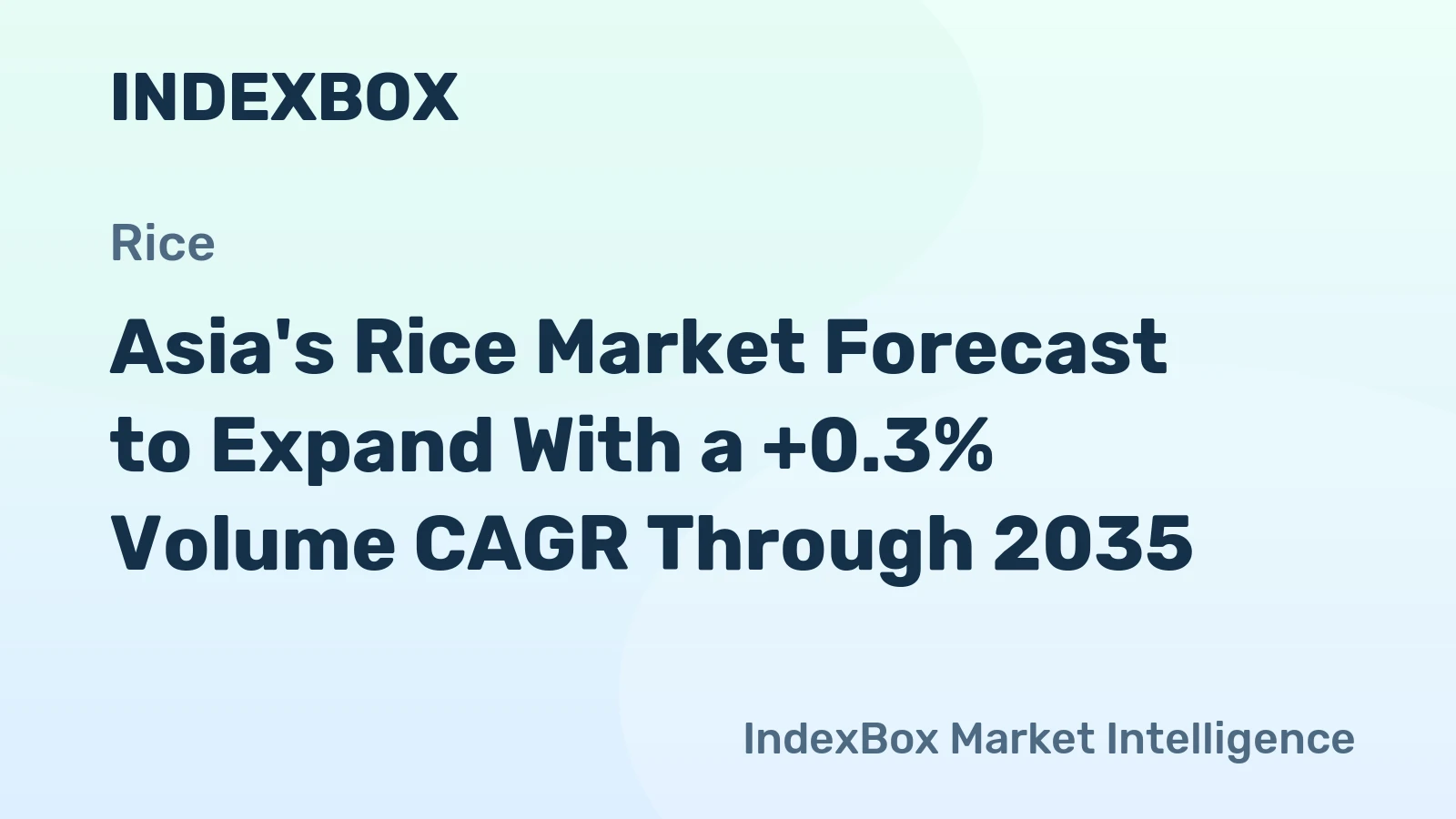 Asia's Rice Market Forecast to Expand With a +0.3% Volume CAGR Through 2035