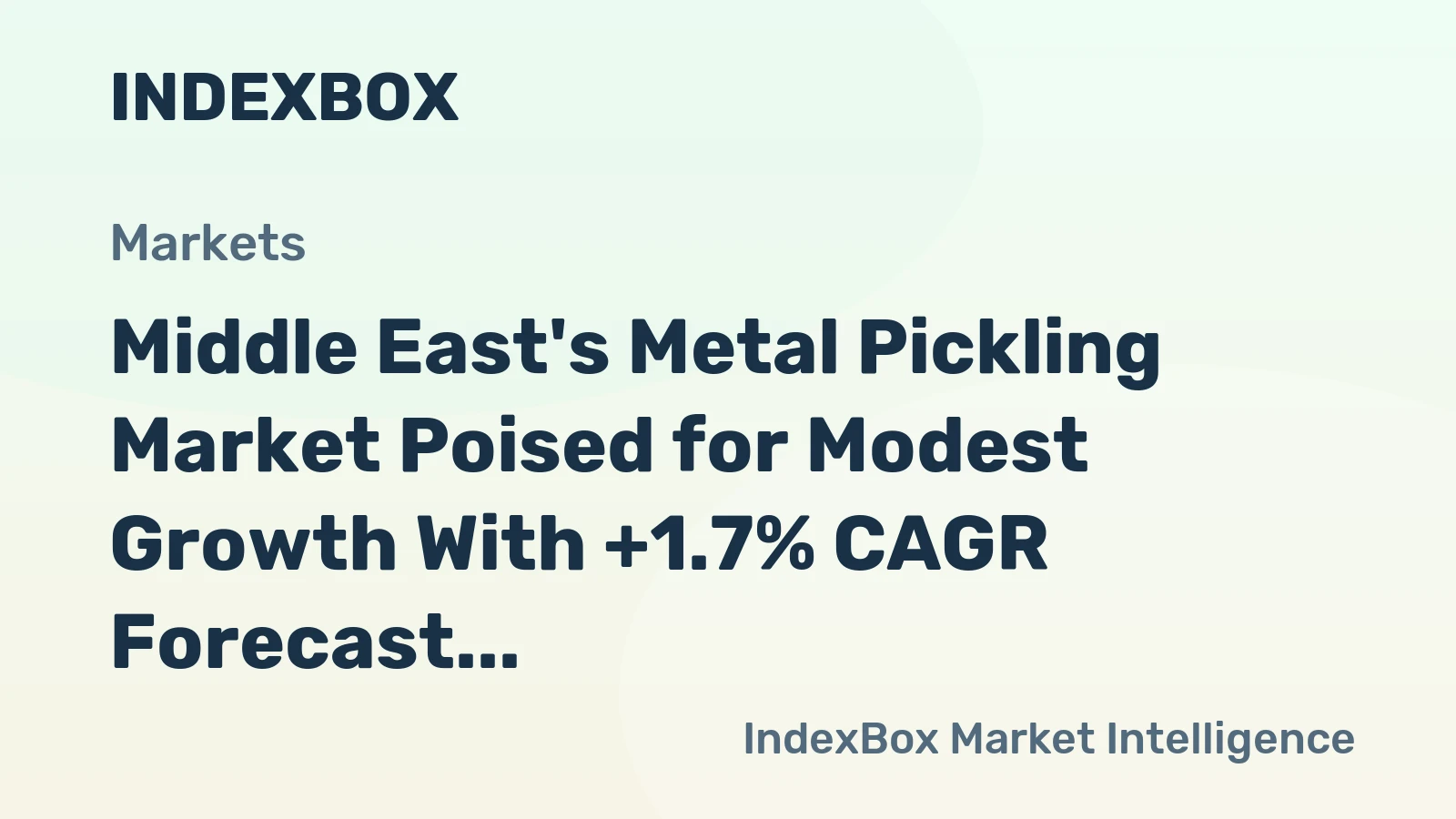 Middle East's Metal Pickling Market Poised for Modest Growth With +1.7% CAGR Forecast