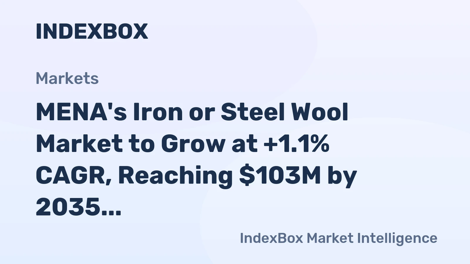MENA's Iron or Steel Wool Market to Grow at +1.1% CAGR, Reaching $103M by 2035