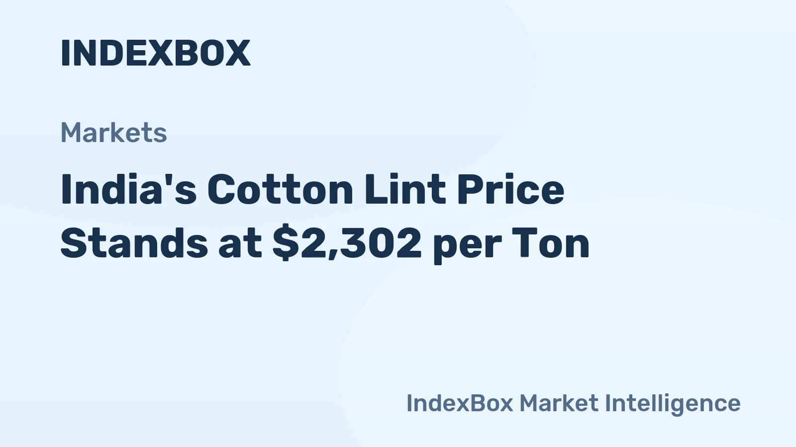 India's Cotton Lint Price Stands at $2,302 per Ton