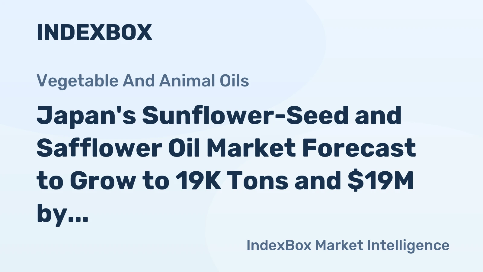 Japan's Sunflower-Seed and Safflower Oil Market Forecast to Grow to 19K Tons and $19M by 2035