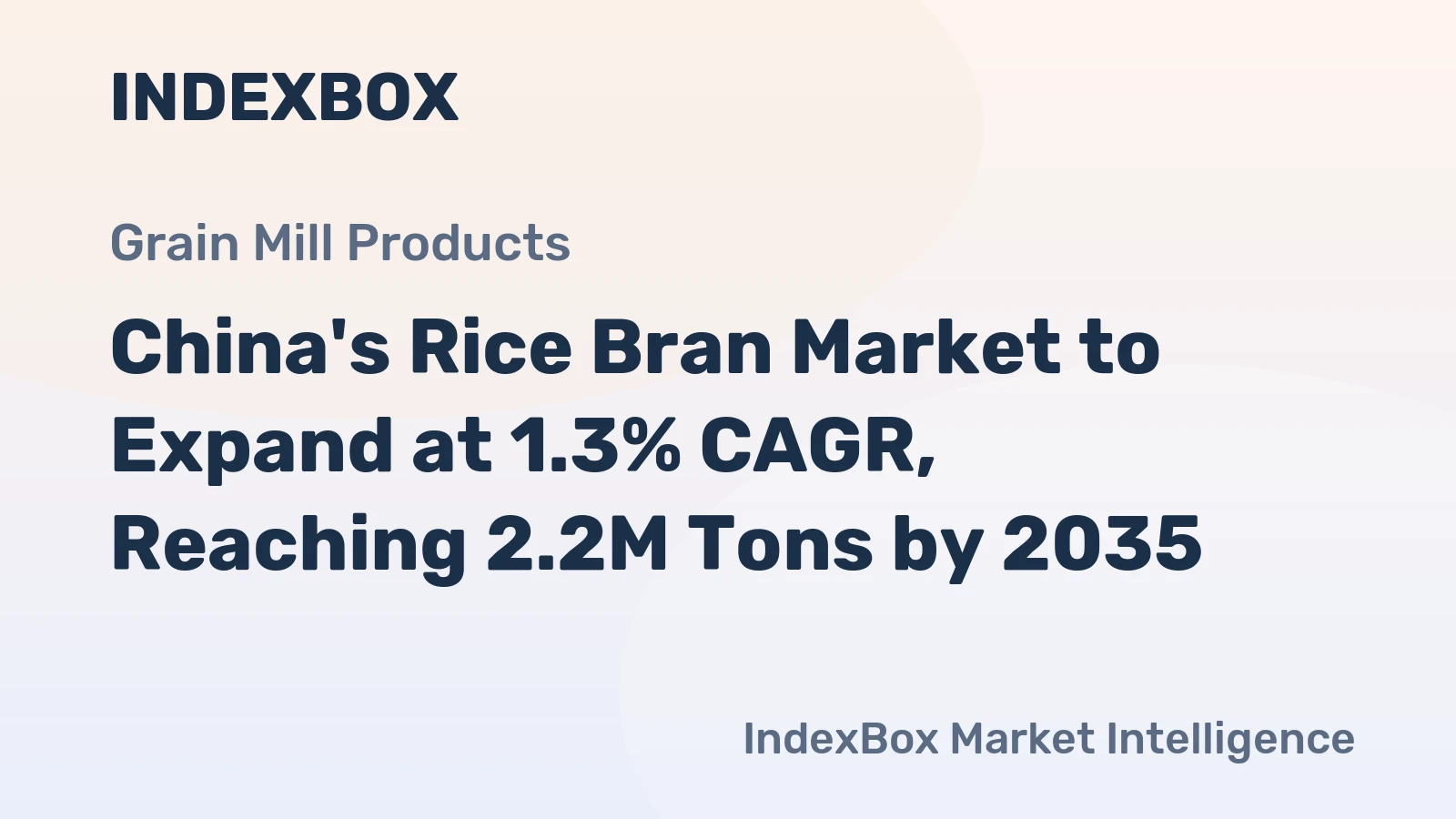 China's Rice Bran Market to Expand at 1.3% CAGR, Reaching 2.2M Tons by 2035