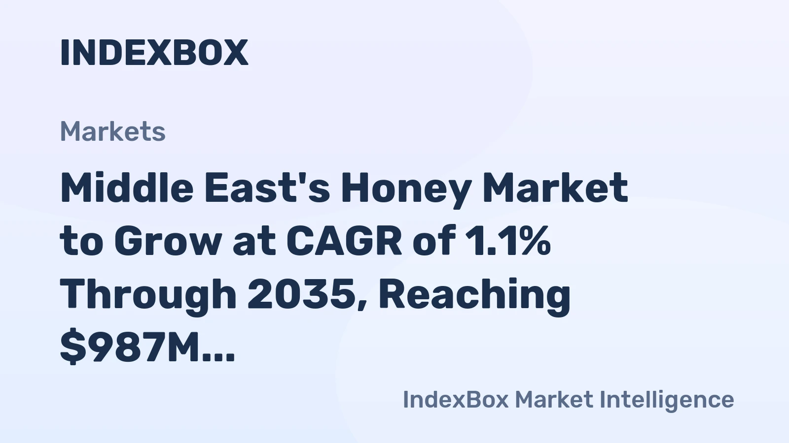 Middle East's Honey Market to Grow at CAGR of 1.1% Through 2035, Reaching $987M