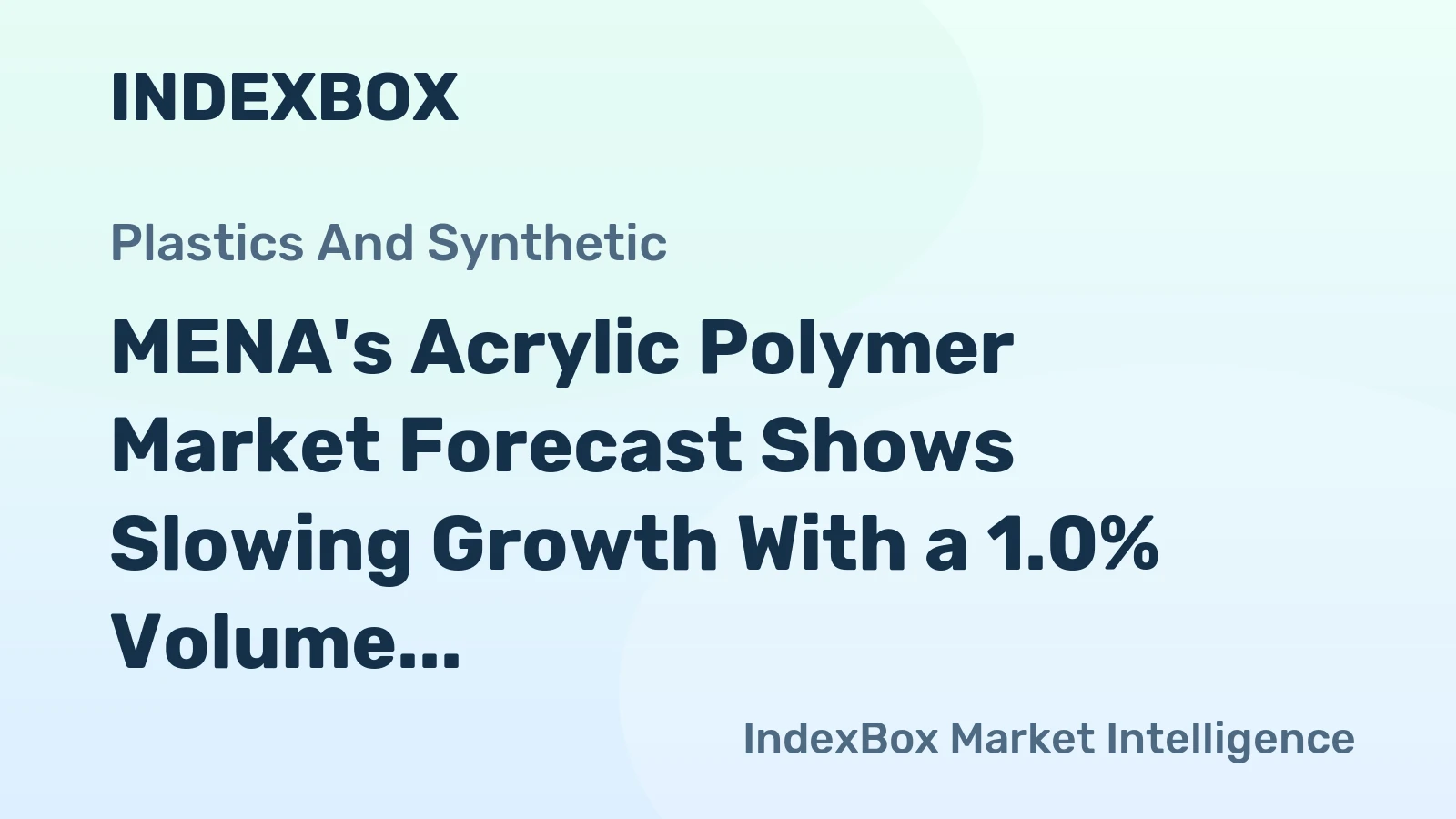 MENA's Acrylic Polymer Market Forecast Shows Slowing Growth With a 1.0% Volume CAGR Through 2035