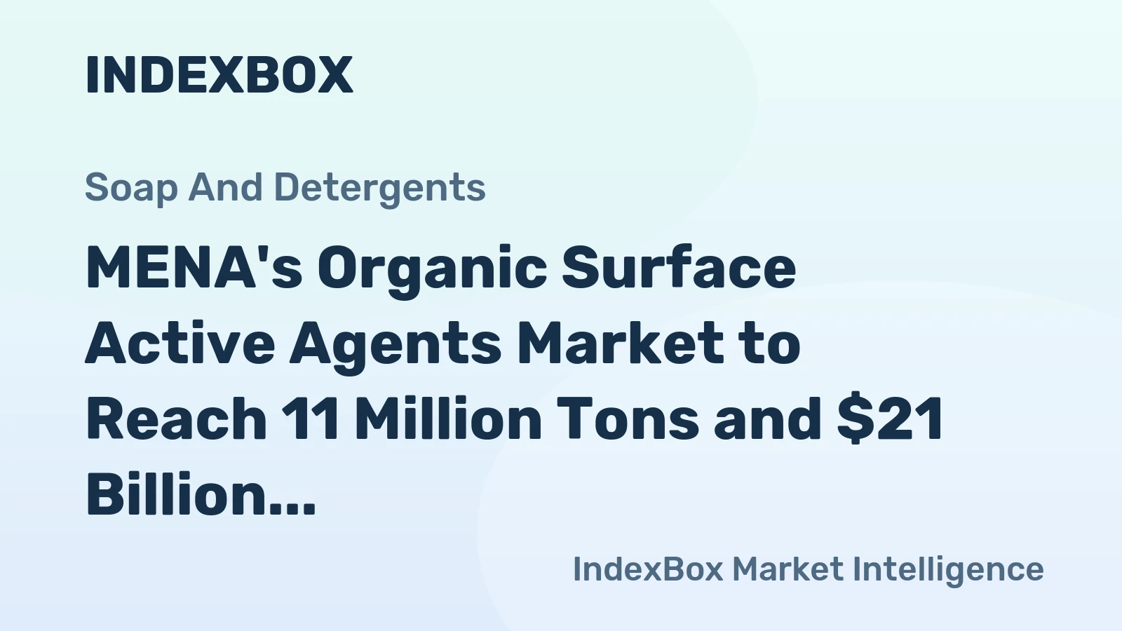 MENA's Organic Surface Active Agents Market to Reach 11 Million Tons and $21 Billion by 2035