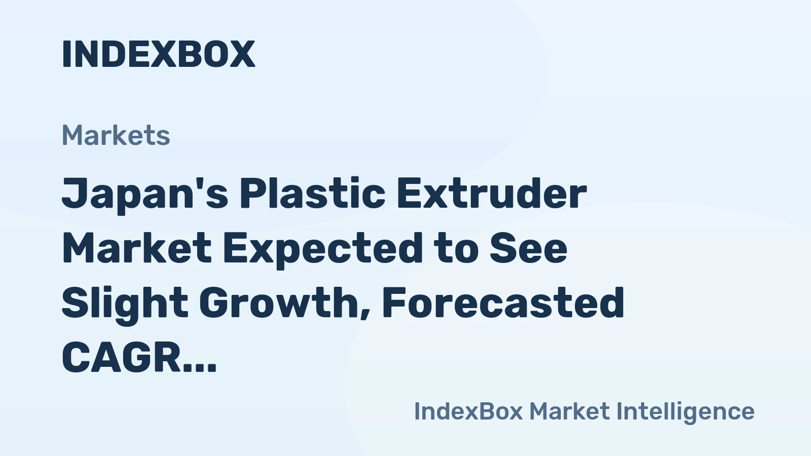Japan's Plastic Extruder Market Expected to See Slight Growth, Forecasted CAGR +1.1% from 2024 to 2035
