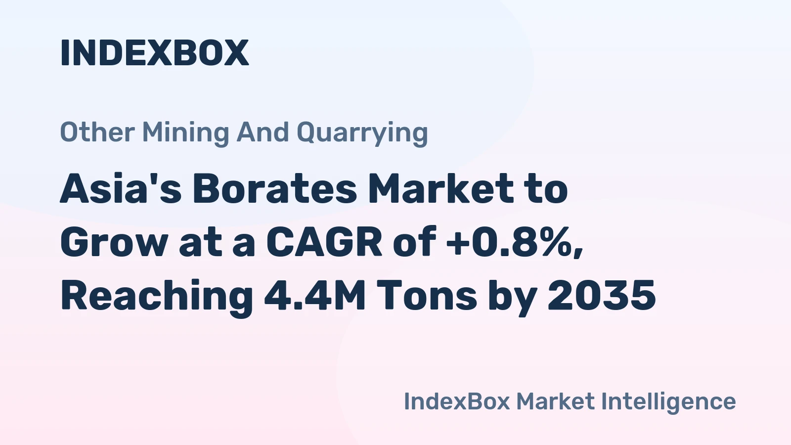 Asia's Borates Market to Grow at a CAGR of +0.8%, Reaching 4.4M Tons by 2035