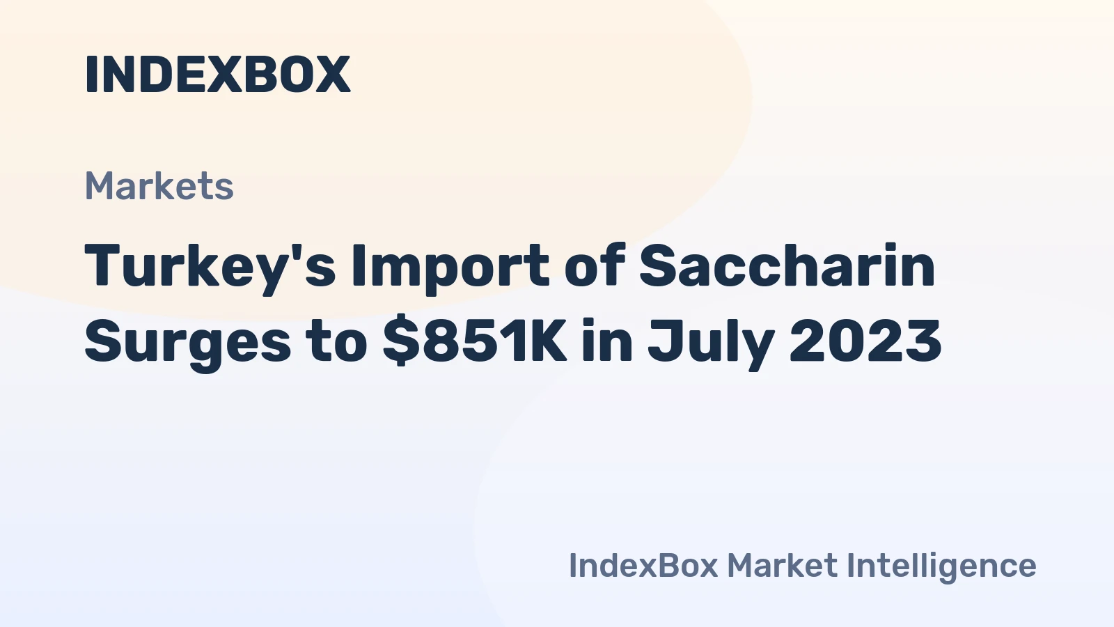 Turkey's Import of Saccharin Surges to $851K in July 2023
