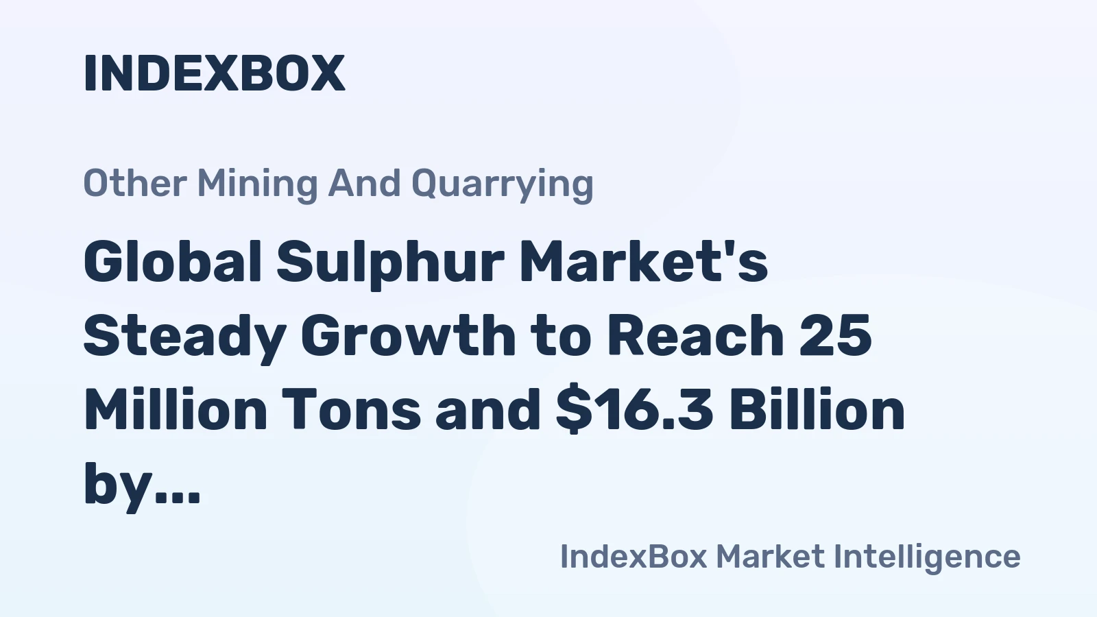 Global Sulphur Market's Steady Growth to Reach 25 Million Tons and $16.3 Billion by 2035