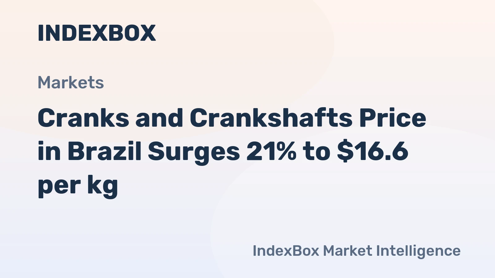Cranks and Crankshafts Price in Brazil Surges 21% to $16.6 per kg