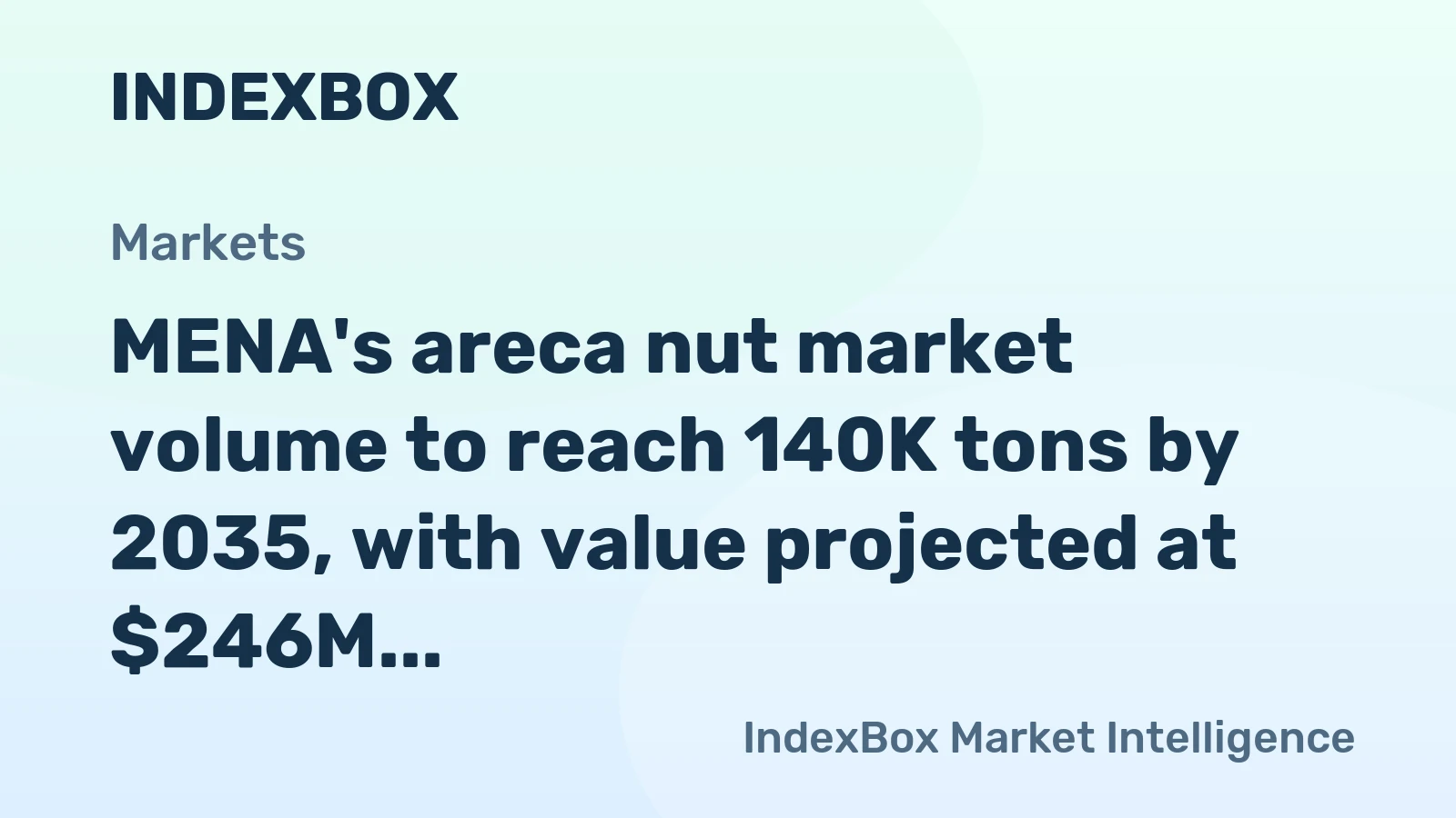 MENA's areca nut market volume to reach 140K tons by 2035, with value projected at $246M, driven by sustained demand.