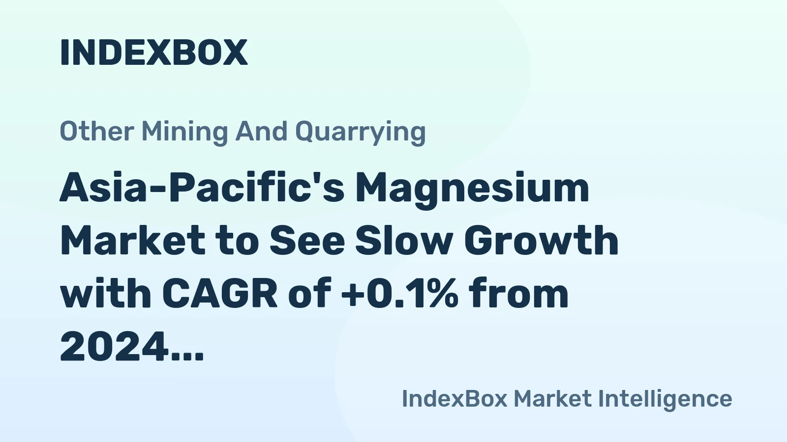 Asia-Pacific's Magnesium Market to See Slow Growth with CAGR of +0.1% from 2024 to 2035