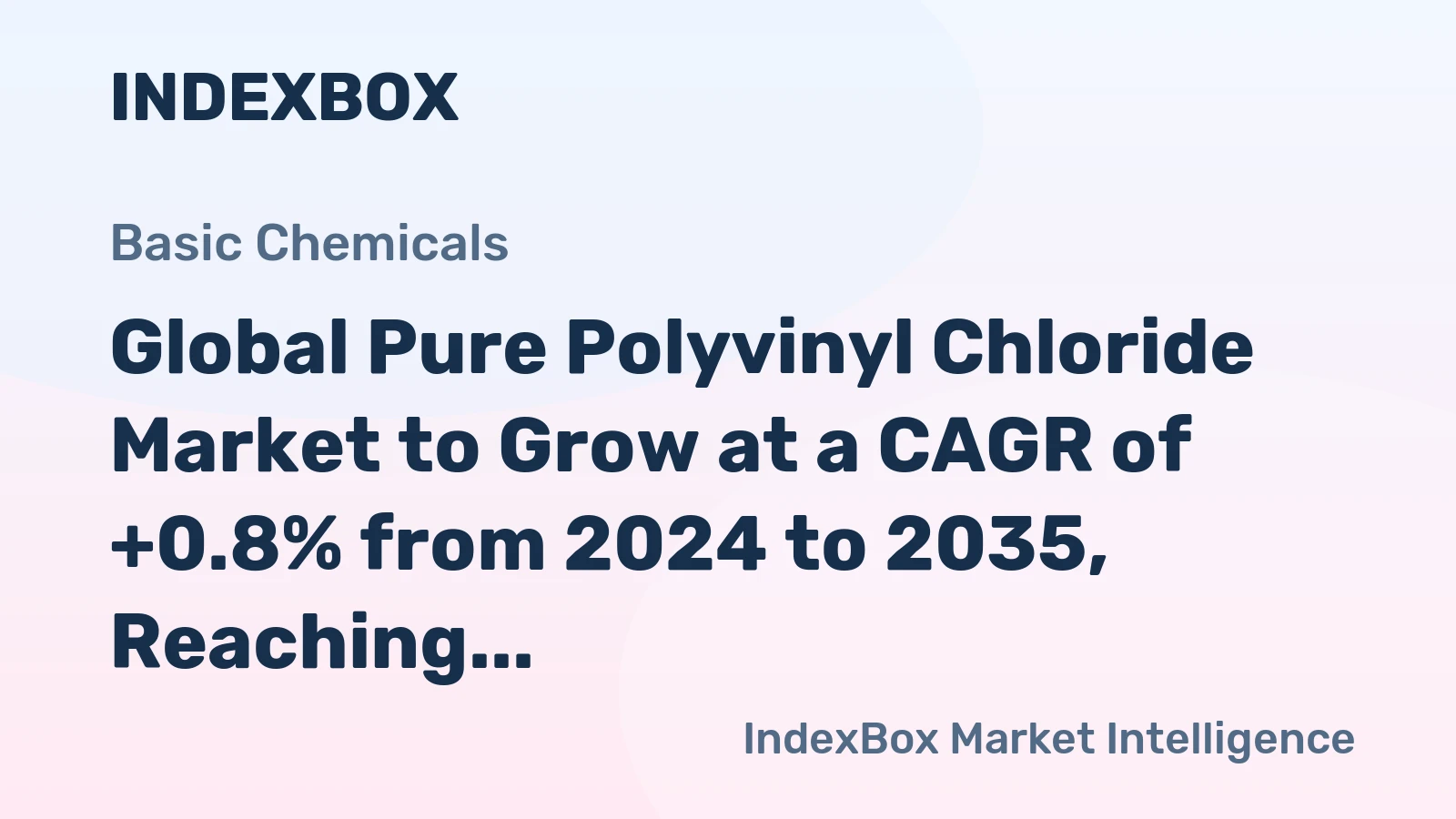 Global Pure Polyvinyl Chloride Market to Grow at a CAGR of +0.8% from 2024 to 2035, Reaching $48B by 2035