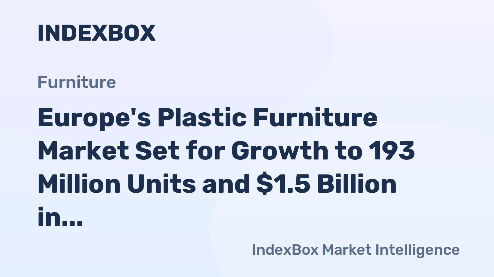 Europe's Plastic Furniture Market Set for Growth to 193 Million Units and $1.5 Billion in Value