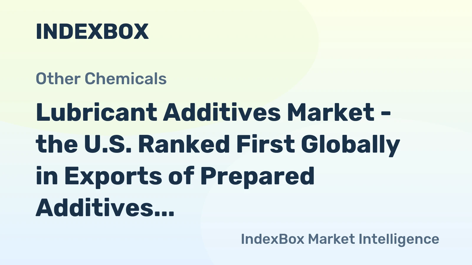 Lubricant Additives Market - the U.S. Ranked First Globally in Exports of Prepared Additives for Mineral Oils, with $3.2B in 2014