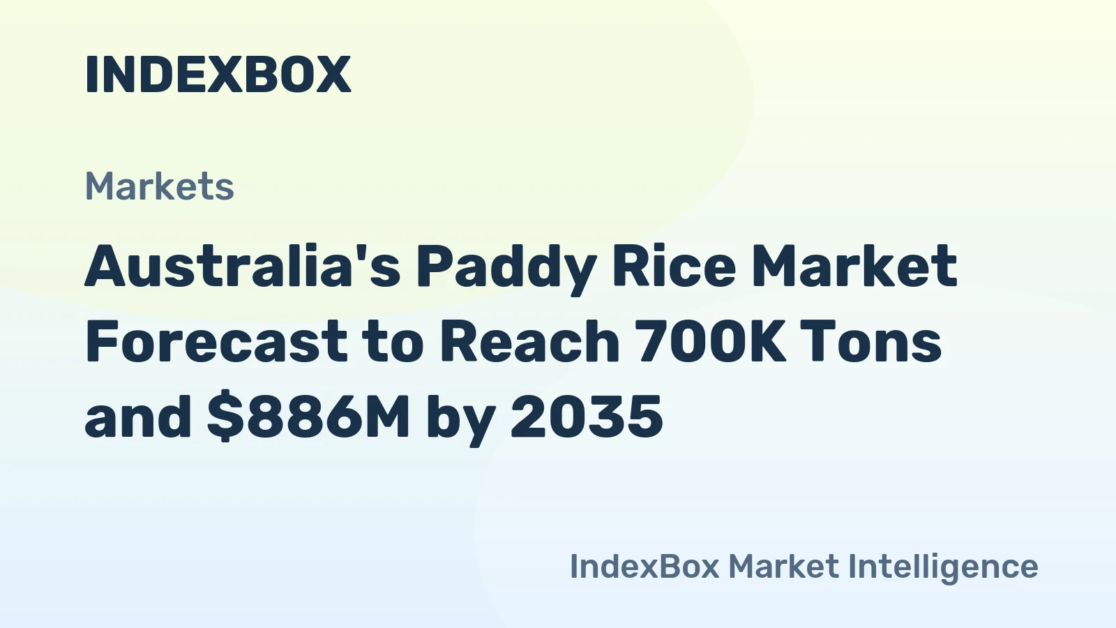 Australia's Paddy Rice Market Forecast to Reach 700K Tons and $886M by 2035