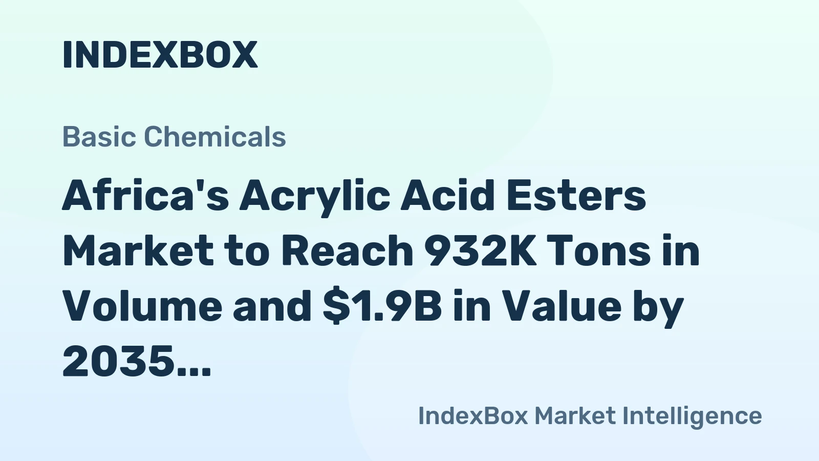 Africa's Acrylic Acid Esters Market to Reach 932K Tons in Volume and $1.9B in Value by 2035