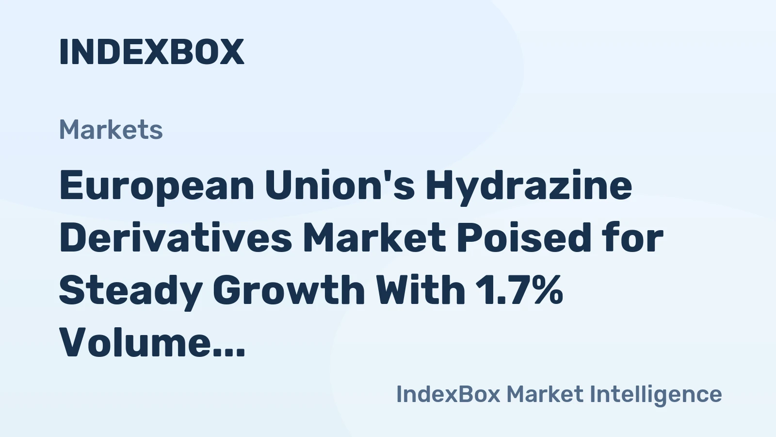 European Union's Hydrazine Derivatives Market Poised for Steady Growth With 1.7% Volume CAGR