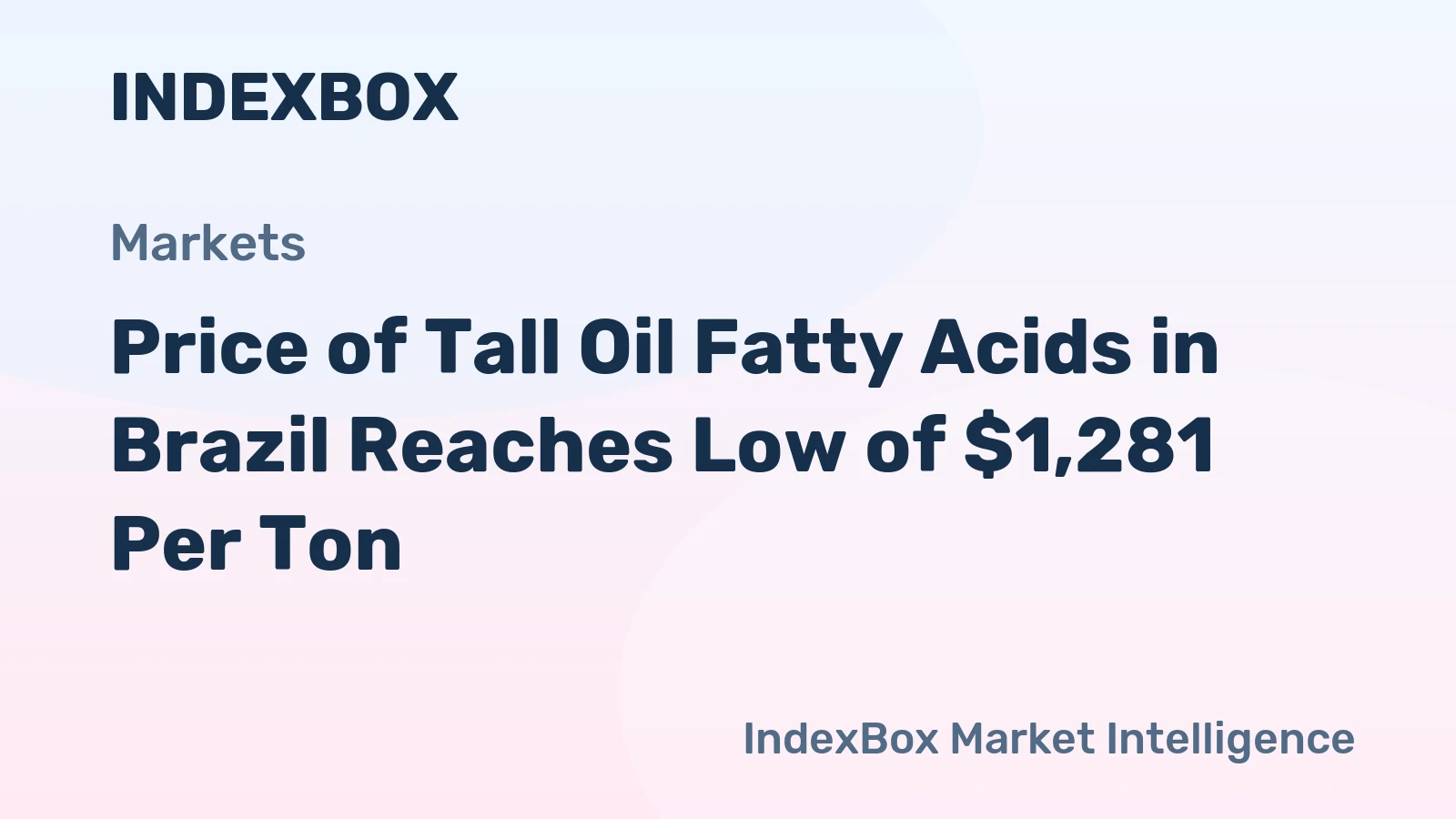 Price of Tall Oil Fatty Acids in Brazil Reaches Low of $1,281 Per Ton