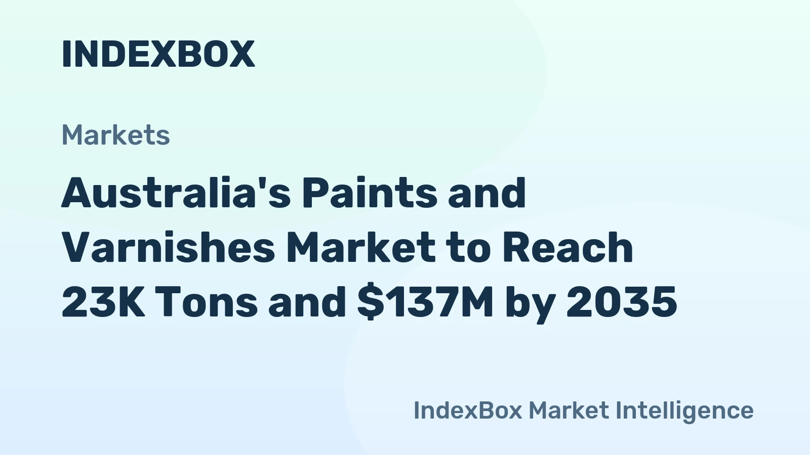 Australia's Paints and Varnishes Market to Reach 23K Tons and $137M by 2035