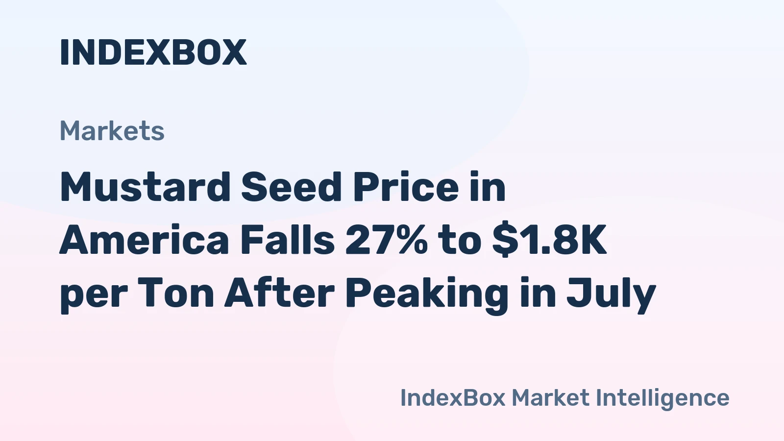 Mustard Seed Price in America Falls 27% to $1.8K per Ton After Peaking in July