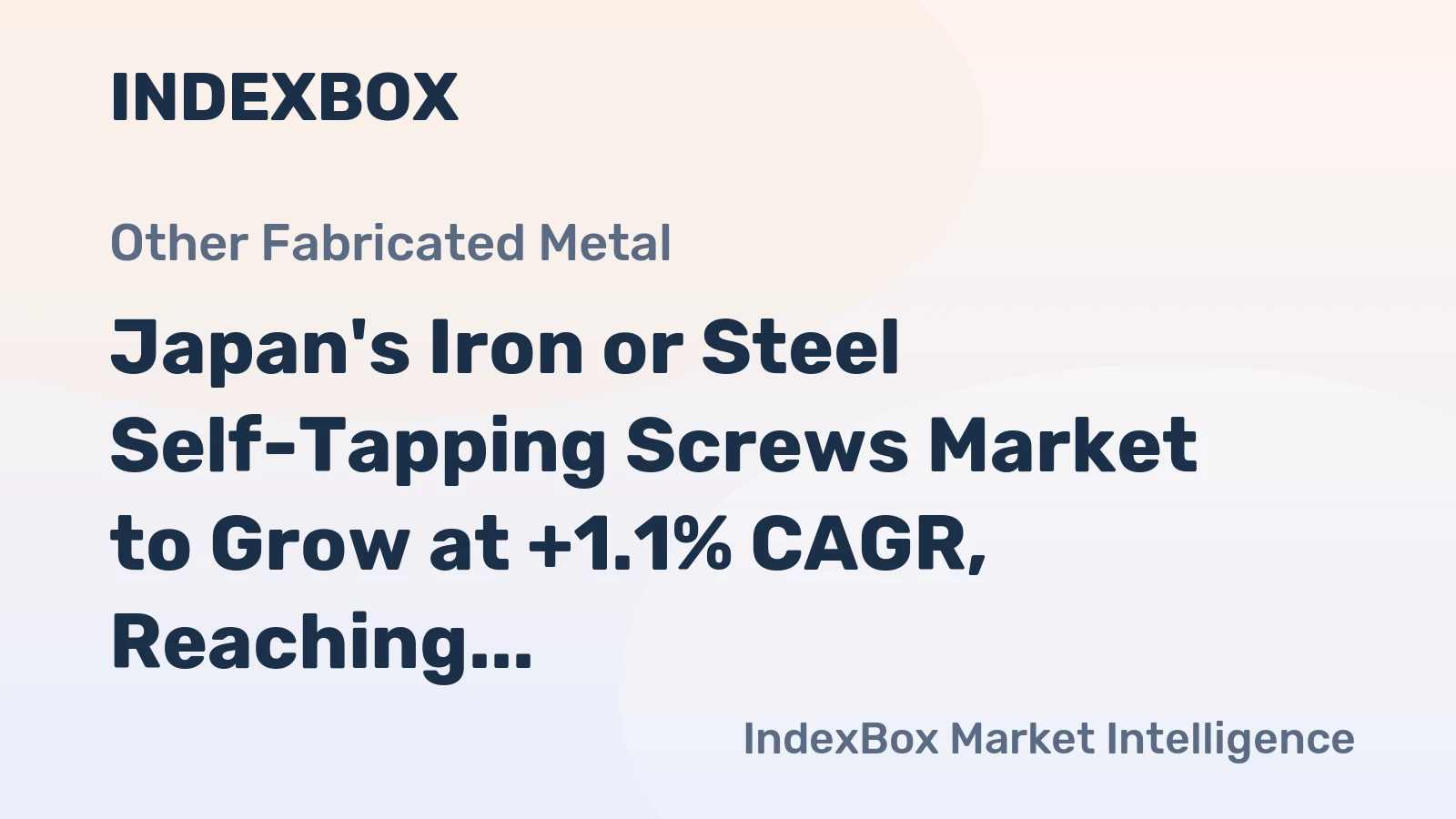 Japan's Iron or Steel Self-Tapping Screws Market to Grow at +1.1% CAGR, Reaching 109K Tons by 2035