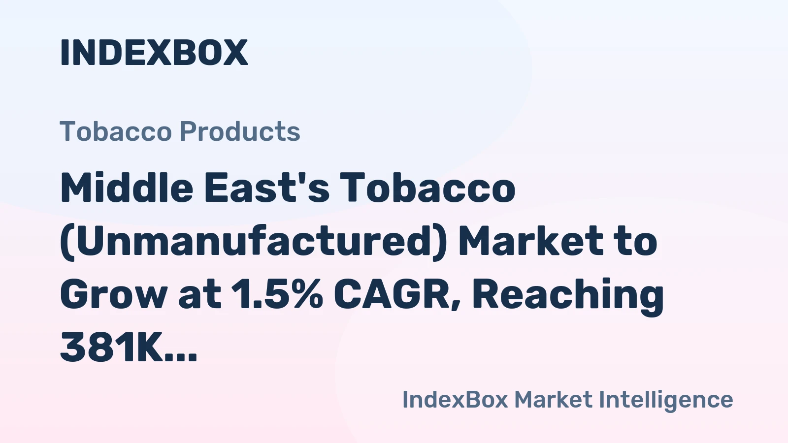 Middle East's Tobacco (Unmanufactured) Market to Grow at 1.5% CAGR, Reaching 381K Tons by 2035