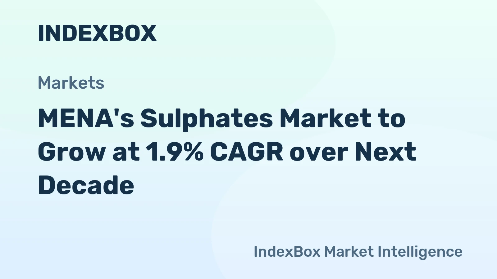 MENA's Sulphates Market to Grow at 1.9% CAGR over Next Decade