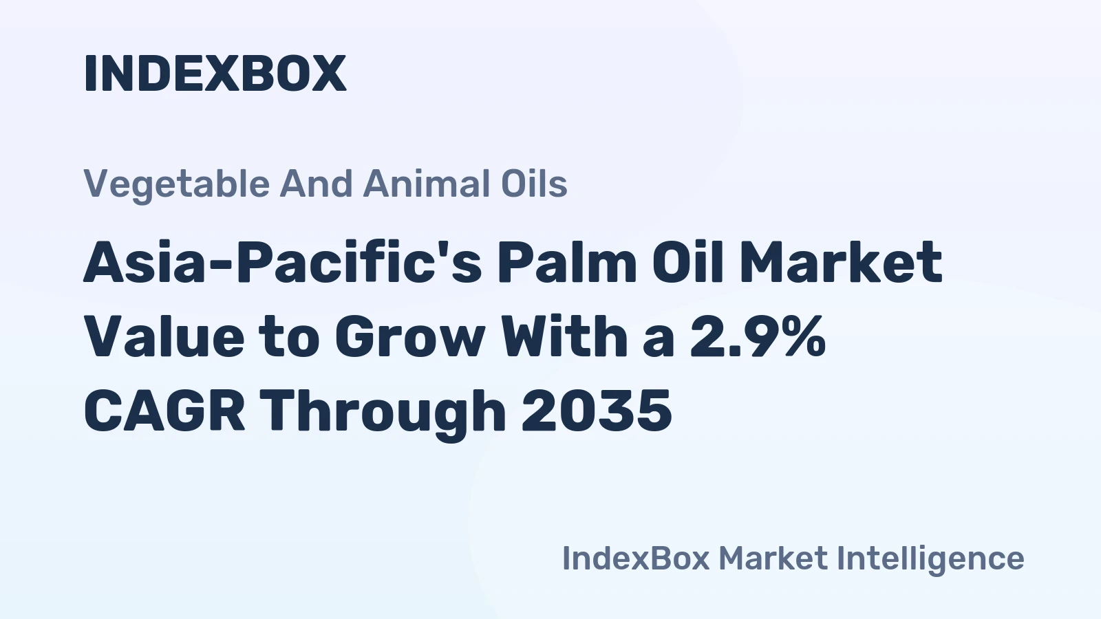 Asia-Pacific's Palm Oil Market Value to Grow With a 2.9% CAGR Through 2035