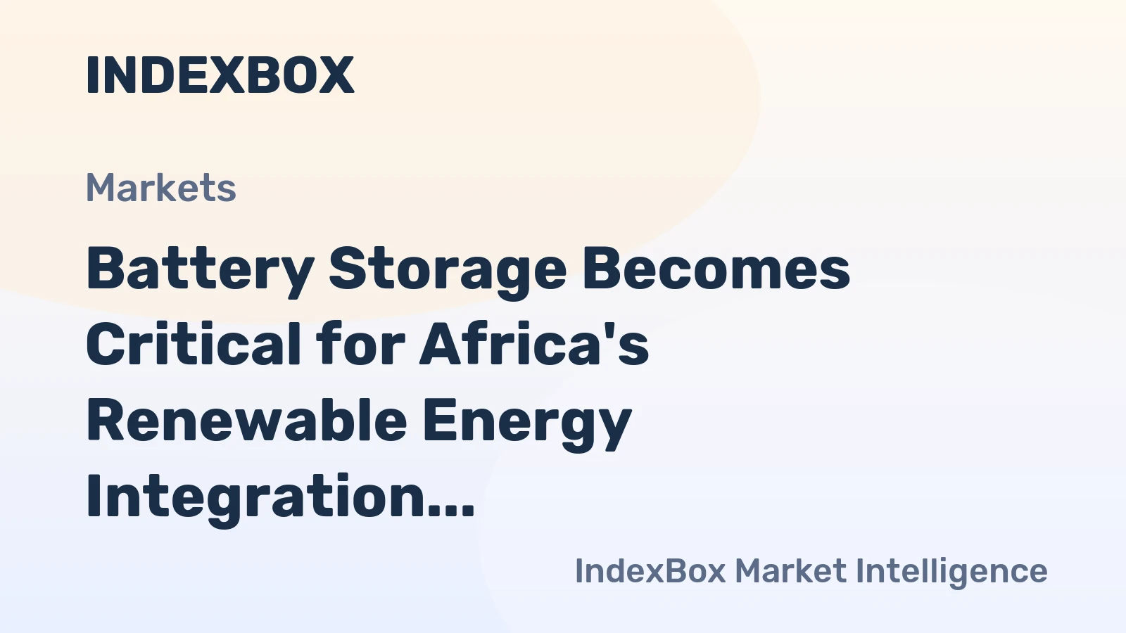 Battery Storage Becomes Critical for Africa's Renewable Energy Integration